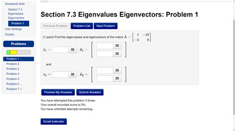 Solved Homework Sets Section 73 Eigenvalues Eigenvectors