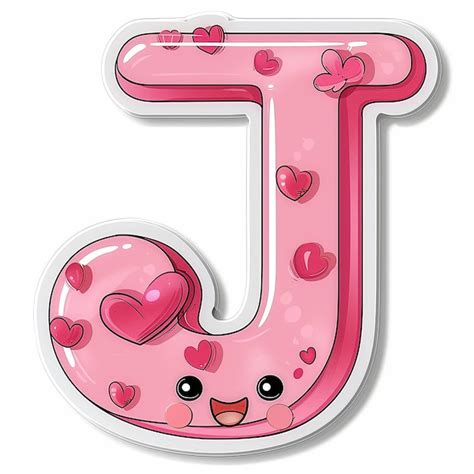 Cute Kawaii Letter J Sticker Premium Ai Generated Image