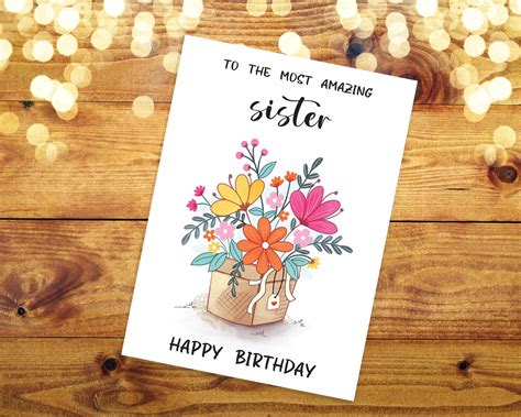 Printable Birthday Card For Sister Happy Birthday Card Printable For