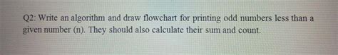 Solved Q2 Write An Algorithm And Draw Flowchart For