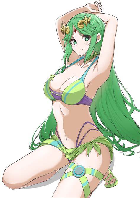 Rule 34 1girls Aotsuba Belt Choker Bikini Breasts Choker Circlet Female Goddess Green Bikini