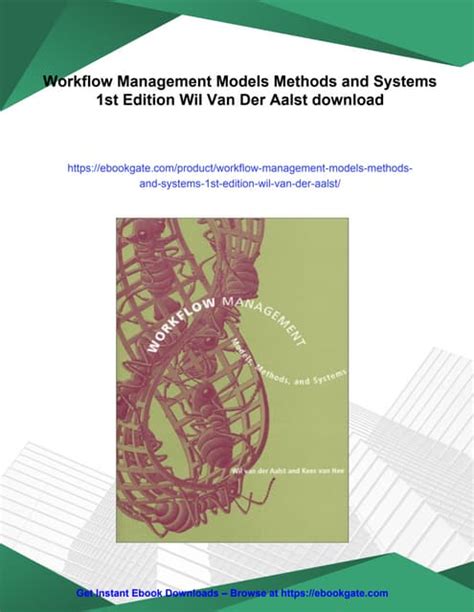 Workflow Management Models Methods And Systems 1st Edition Wil Van Der