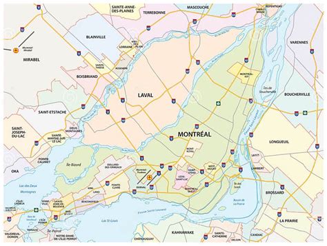 Montreal Road And Administrative Map Stock Illustration Illustration