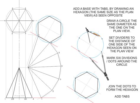 How To Draw A Hexagonal Pyramid Draw Hexagonal Pyramid Easily