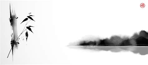 대나무와 섬에는 숲나무가 물 속에서 반사되어 있습니다 전통적인 동양 잉크 페인팅 스미e U죄 고화 상형 문자의 번역 웰빙 아시아에 대한 스톡 벡터 아트 및 기타 이미지