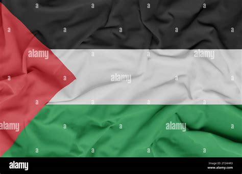 Palestinian Flag Of State Of Palestine With Vibrant Colors And Fabric