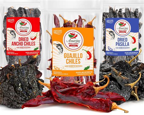 Paquete Variado De Chiles Secos 15 Oz En Total Chiles Ancho