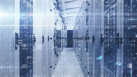 animation of interference and binary coding over server room stock footage video of world