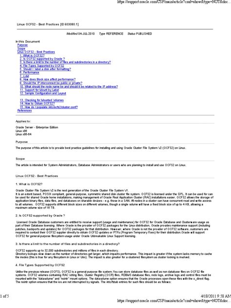 Ocfs2 Best Practices Pdf Oracle Database File System