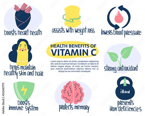 Hand Drawn Vitamin C Ascorbic Acid Benefits Protects Memory Lowers
