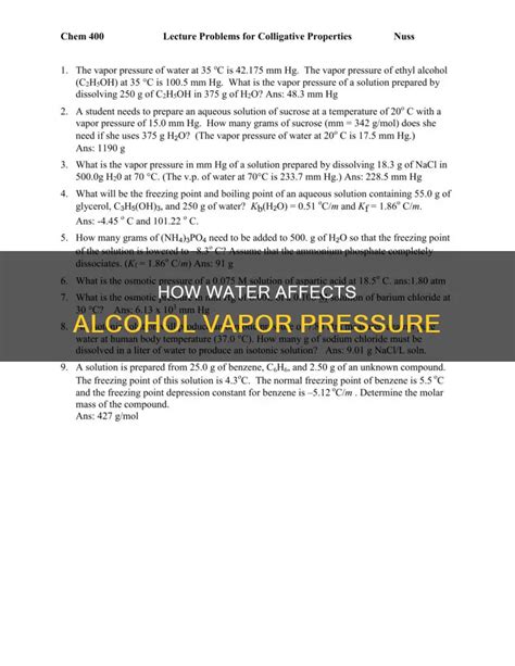 How Water Affects Alcohol Vapor Pressure Cyalcohol