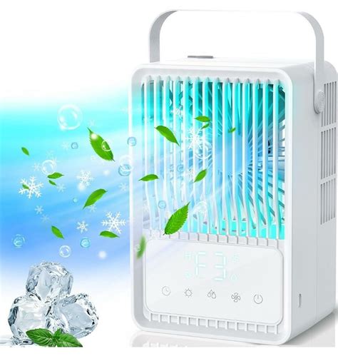 휴대용 에어컨 증발식 에어 쿨러 3가지 풍속 및 2가지 미스트 모드 미니 개인용 에어컨 팬 1 8h 티몬