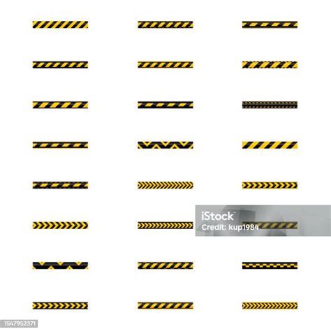 원활한 노란색과 검은색 경고 테이프 벡터 일러스트 레이 션의 집합입니다 건설 장비에 대한 스톡 벡터 아트 및 기타 이미지 건설 장비 건설용 배리어 건축자재 Istock