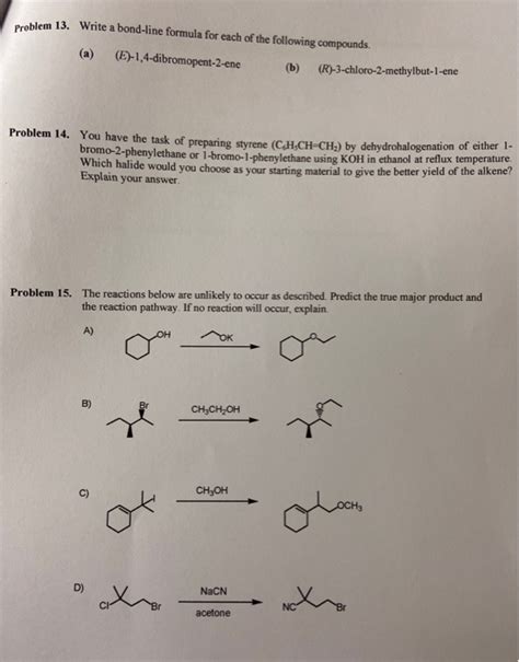 Solved Blem 13 Write A Bond Line Formula For Each Of The