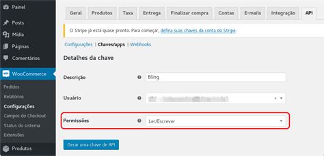 erro ao exportar para o woocommerce sem permissão para listar recursos bling