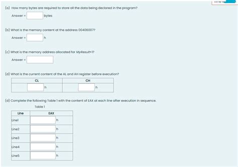 Solved Given A Portion Of Coding In Assembly Language And