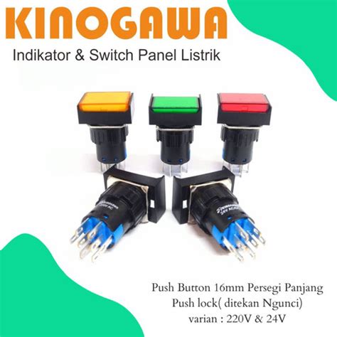 Jual Push Button Lampu Led Persegi Panjang 16mm 8 Kaki Push Lock