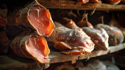 Assorted Meats On Table A Delicious Display Of Jamon Ham And Farm