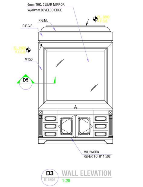 Elevation Of Wall In Detail Autocad 2d Drawing Dwg File Cad File