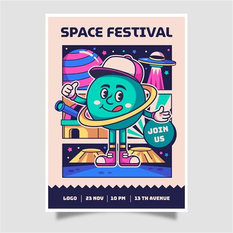 Free Vector Hand Drawn Retro Space Poster Template