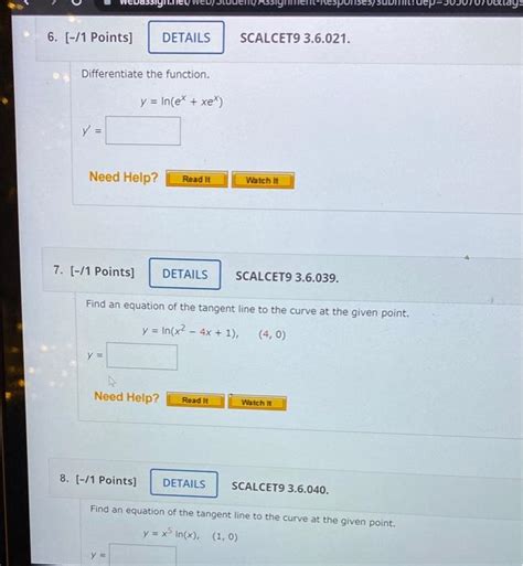 Solved Differentiate The Function Y Ln Ex Xex Y′ − 1
