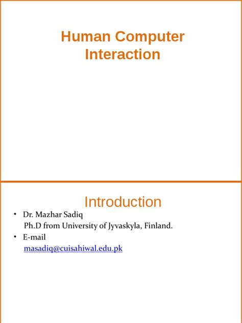 Hci Lecture 1 Pdf Humancomputer Interaction Usability