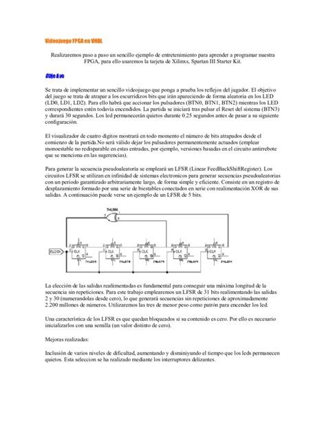 Videojuego Fpga En Vhdl Pdf Diodo Emisor De Luz Vhdl