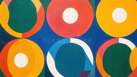 Geometric Pattern Of Interlocking Circles With Bold Colors Creating A Vibrant Modern Background