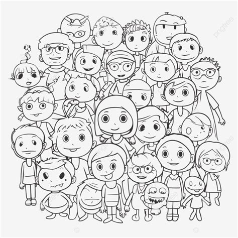 페이지 개요 스케치 그림을 색칠하는 많은 사람들 벡터 인류의 그림 인류 개요 인류 스케치 Png 일러스트 및 벡터 에 대한 무료 다운로드 Pngtree