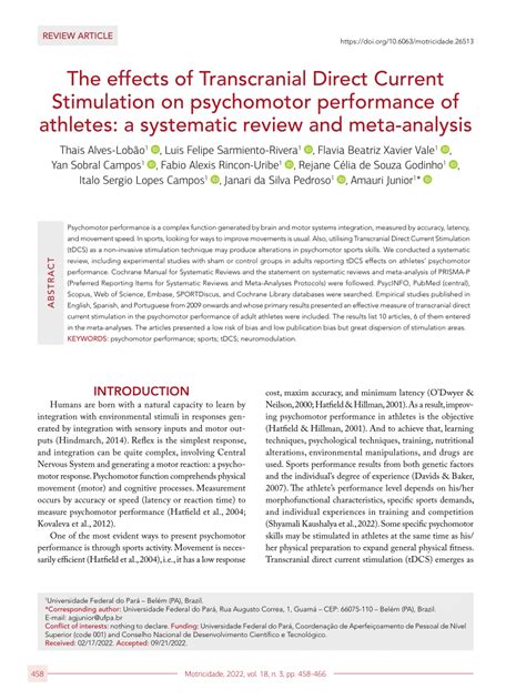 Pdf The Effects Of Transcranial Direct Current Stimulation On Psychomotor Performance Of