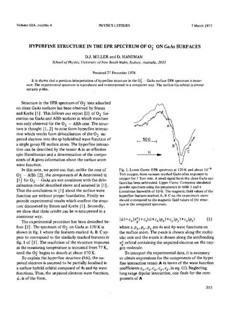 Pdf Hyperfine Structure In The Epr Spectrum Of O−2 On Gaas Surfaces Dokumen Tips