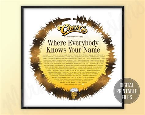 Where Everybody Knows Your Name Cheers Tv Show Custom Sound Etsy