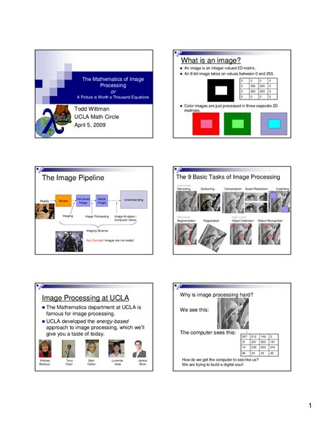The Mathematics Of Image Processing Lecture Slides Math 0209a Docsity