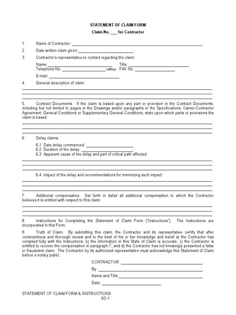 Statement Of Claim Form Pdf Pdf Notary Public Knowledge