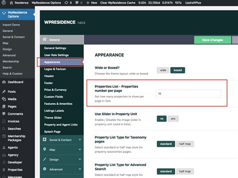 Select The Number Of Properties Listed On One Page Wp Residence Help Wp Residence Help