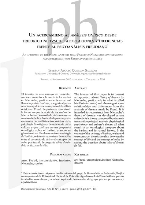 Pdf An Approach To The Dream Analysis From Friedrich Nietzsche