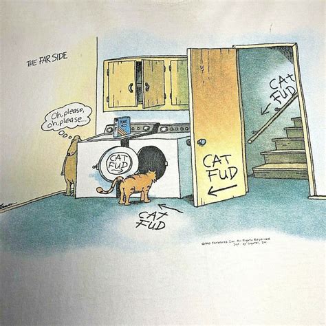 1990 The Far Side Cat Fud Comics Vintage White T Shirt Size Xl Etsy