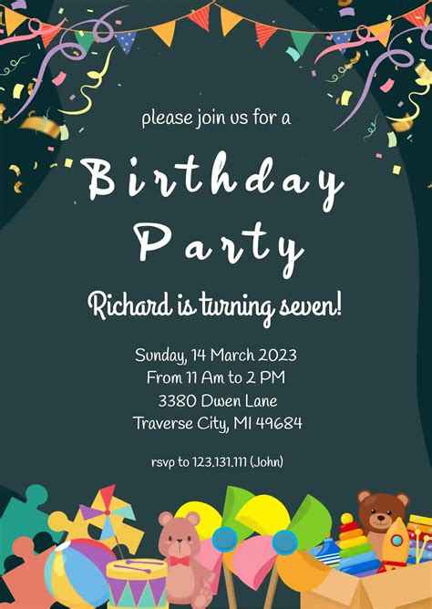 공주 성 어린이 생일 초대장 템플릿어린이 생일 초대장 템플릿 Invitanku