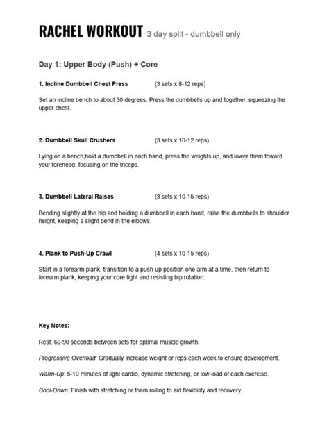 Rachel Workout Pdf Musculoskeletal System Weight Training