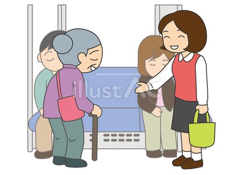 電車で老婆に席を譲る女性イラスト No 24688340｜無料イラスト・フリー素材なら「イラストac」
