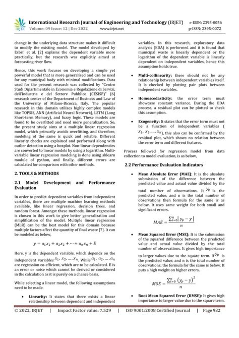 Forecasting Municipal Solid Waste Generation Using A Multiple Linear Regression Model PDF