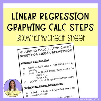 Linear Regression Graphing Calculator Steps Bookmark Cheat Sheet Algebra