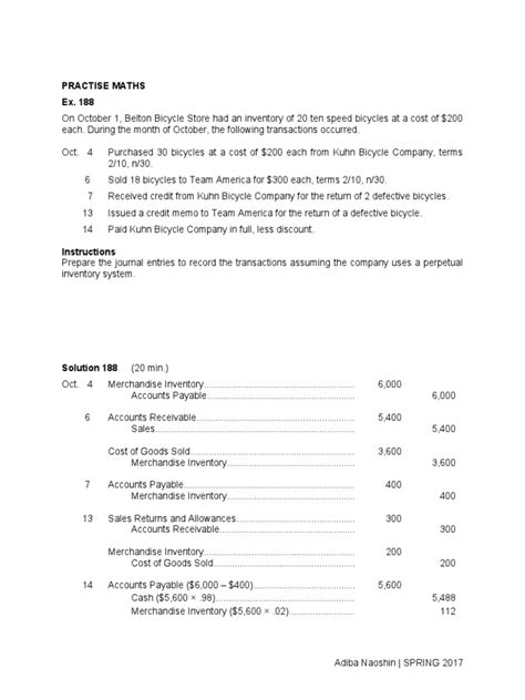 Class Exercise Ch 5 6 Pdf Cost Of Goods Sold Inventory