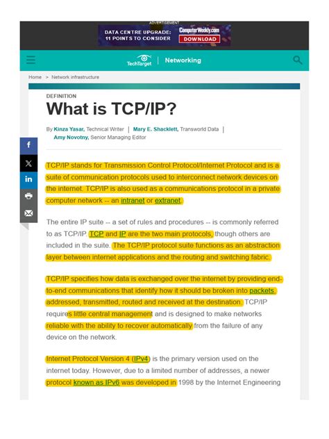 What Is Tcp Ip And How Does It Work Techtarget Pdf Internet Protocol Suite Osi Model