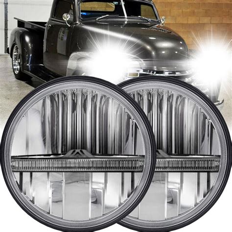 Pair 7 Round Led Headlights Hi Lo Fit Chevy Truck 47 1957 C20 30