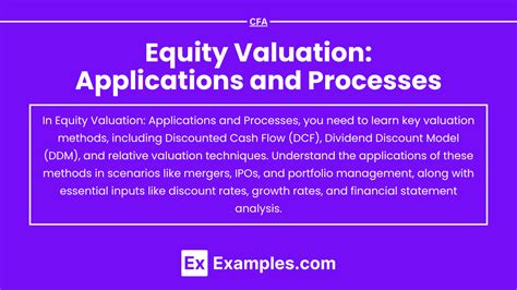 Equity Valuation Applications And Processes Notes And Practice Questions Cfa Examples