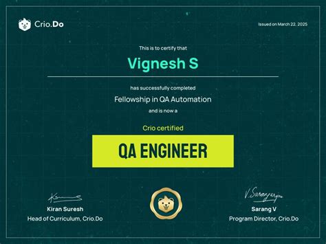 Qaengineer Testautomation Selenium Restassured Criodo Vignesh S