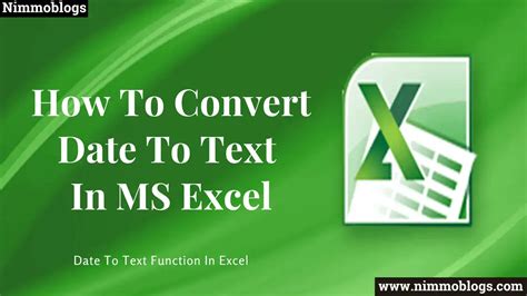 Ms Excel Convert A Date To Text In Excel Nimmoblogs