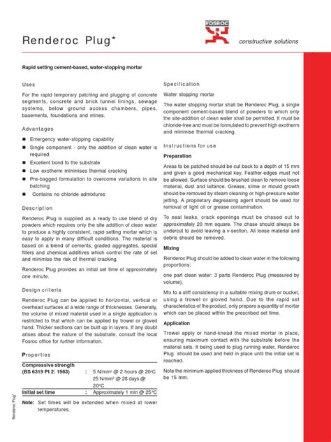 Renderoc Plug Pdf Concrete Building Engineering