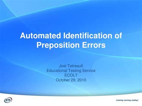 Ppt Automated Identification Of Preposition Errors Powerpoint